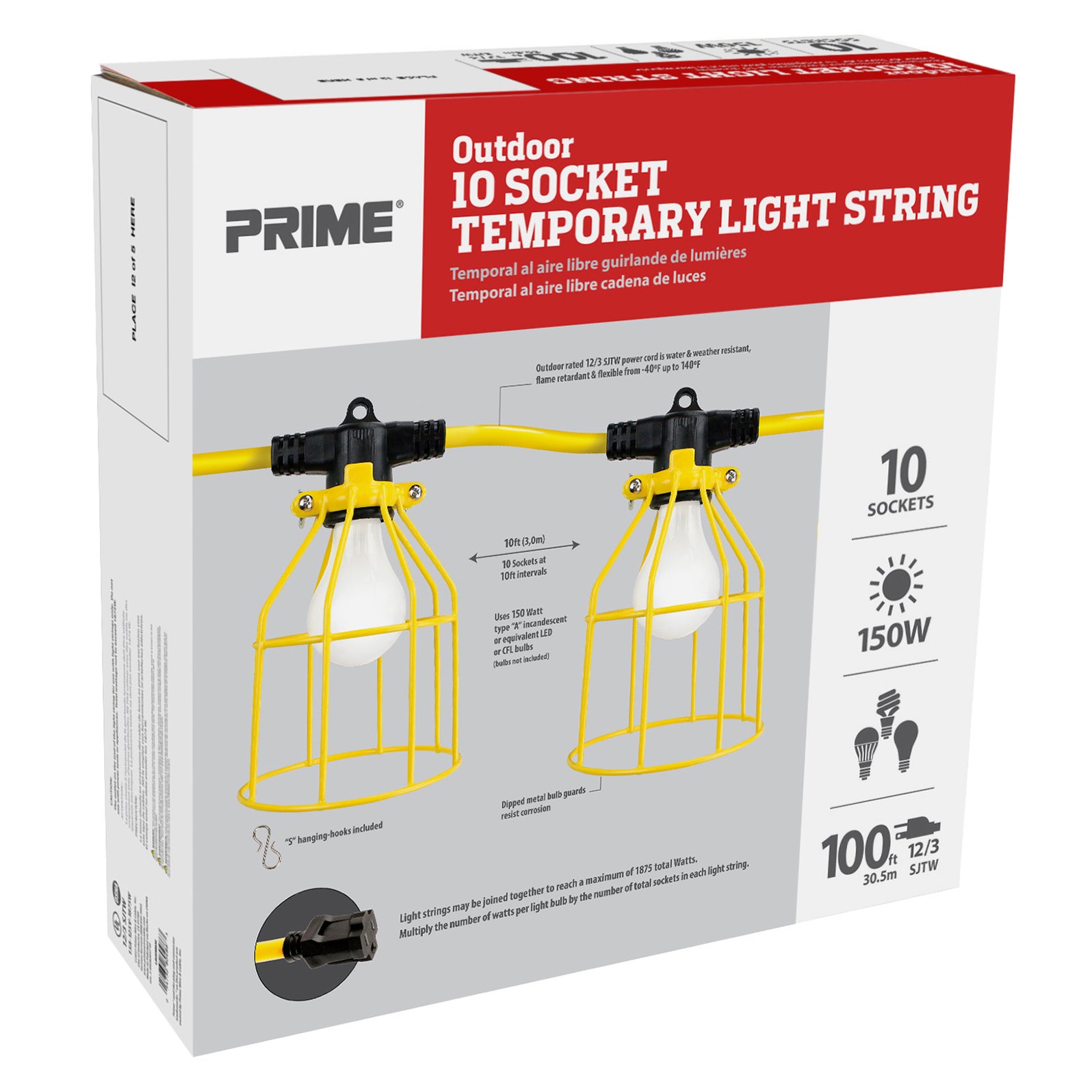 100ft 12/3 SJTW 10-Bulb Light String w/Metal Cages — Prime Wire & Cable ...