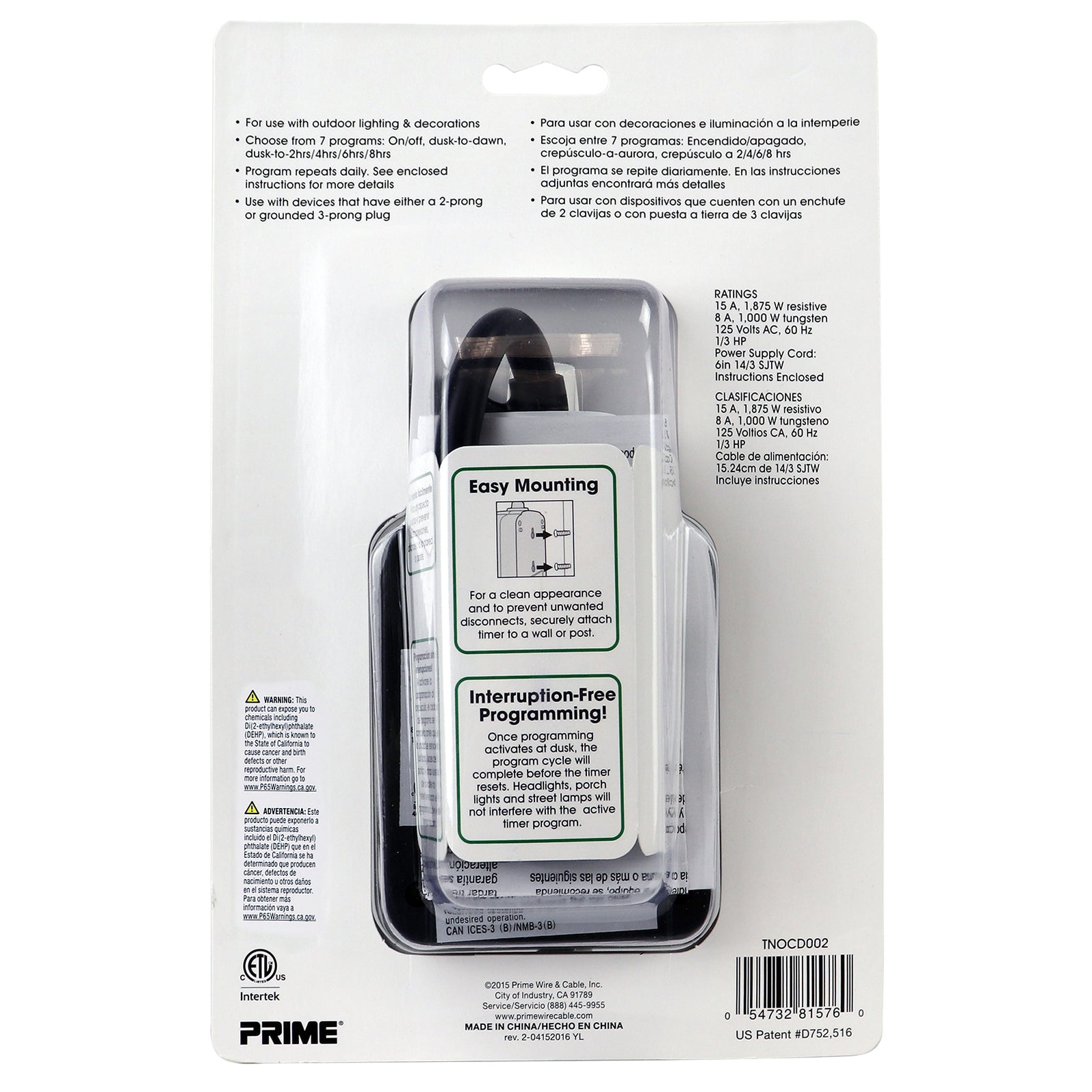 2-Outlet Outdoor Countdown Timer w/Photosensor — Prime Wire & Cable Inc.