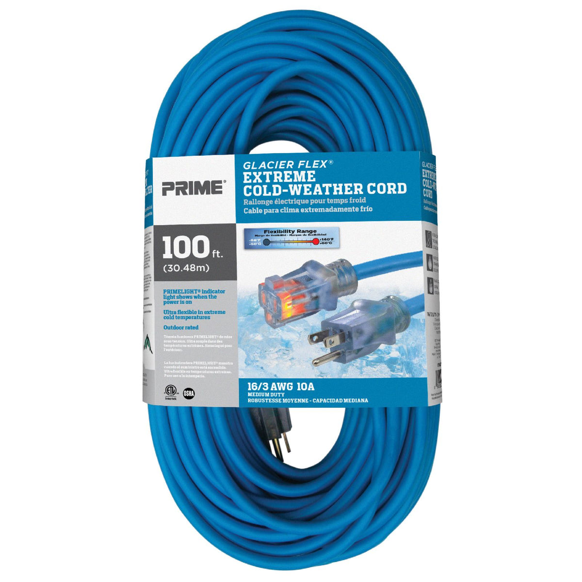 100ft 16/3 SJTW -50°C Glacier Flex® Extreme Cold Weather Extension Cor ...