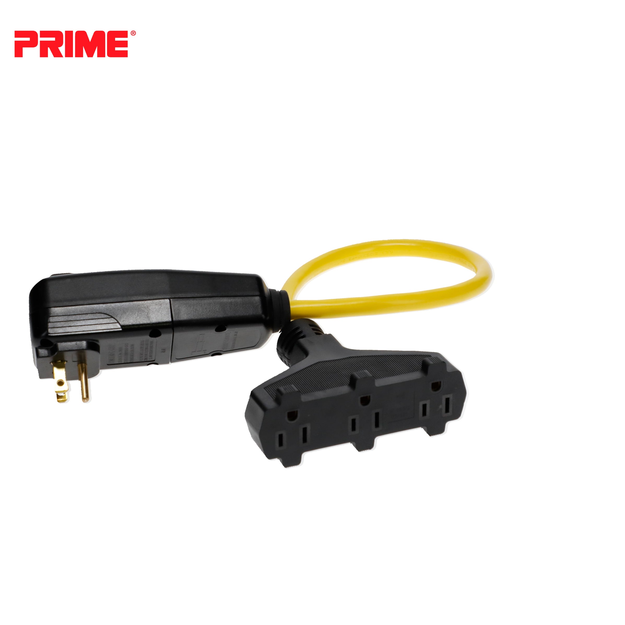 2ft 12/3 SJTW Triple-Tap Adapter w/GFCI Plug — Prime Wire & Cable Inc.