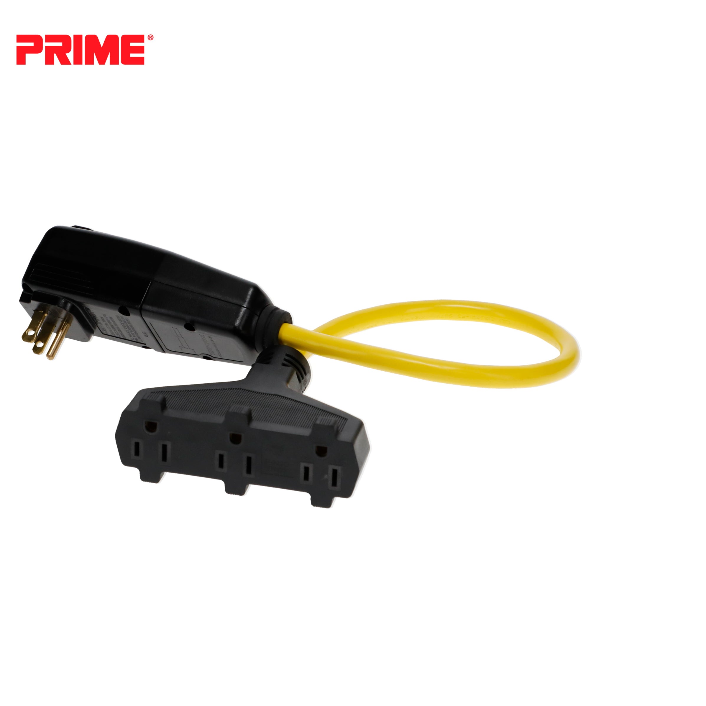 2ft 12/3 SJTW Triple-Tap Adapter w/GFCI Plug — Prime Wire & Cable Inc.