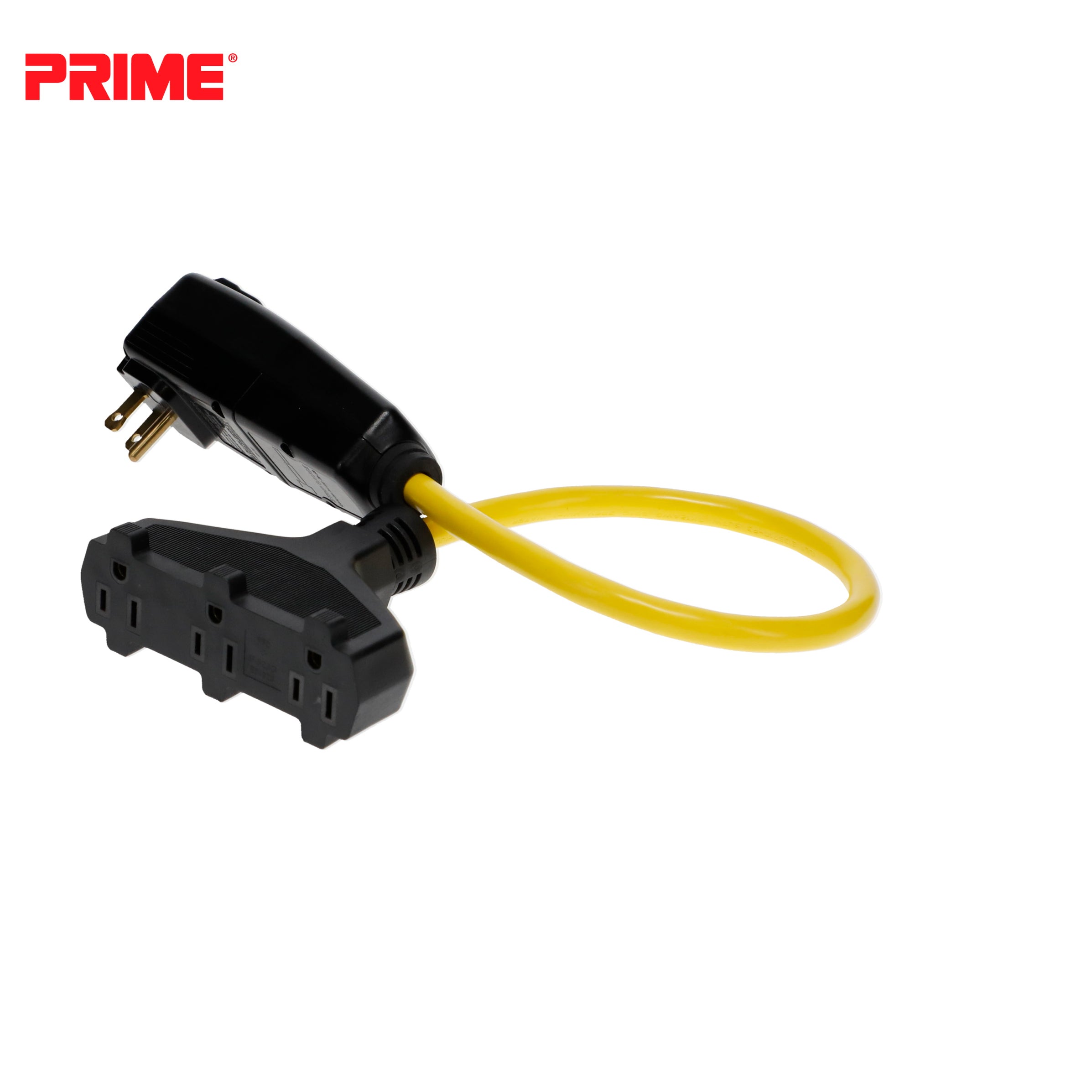 2ft 12/3 SJTW Triple-Tap Adapter w/GFCI Plug — Prime Wire & Cable Inc.