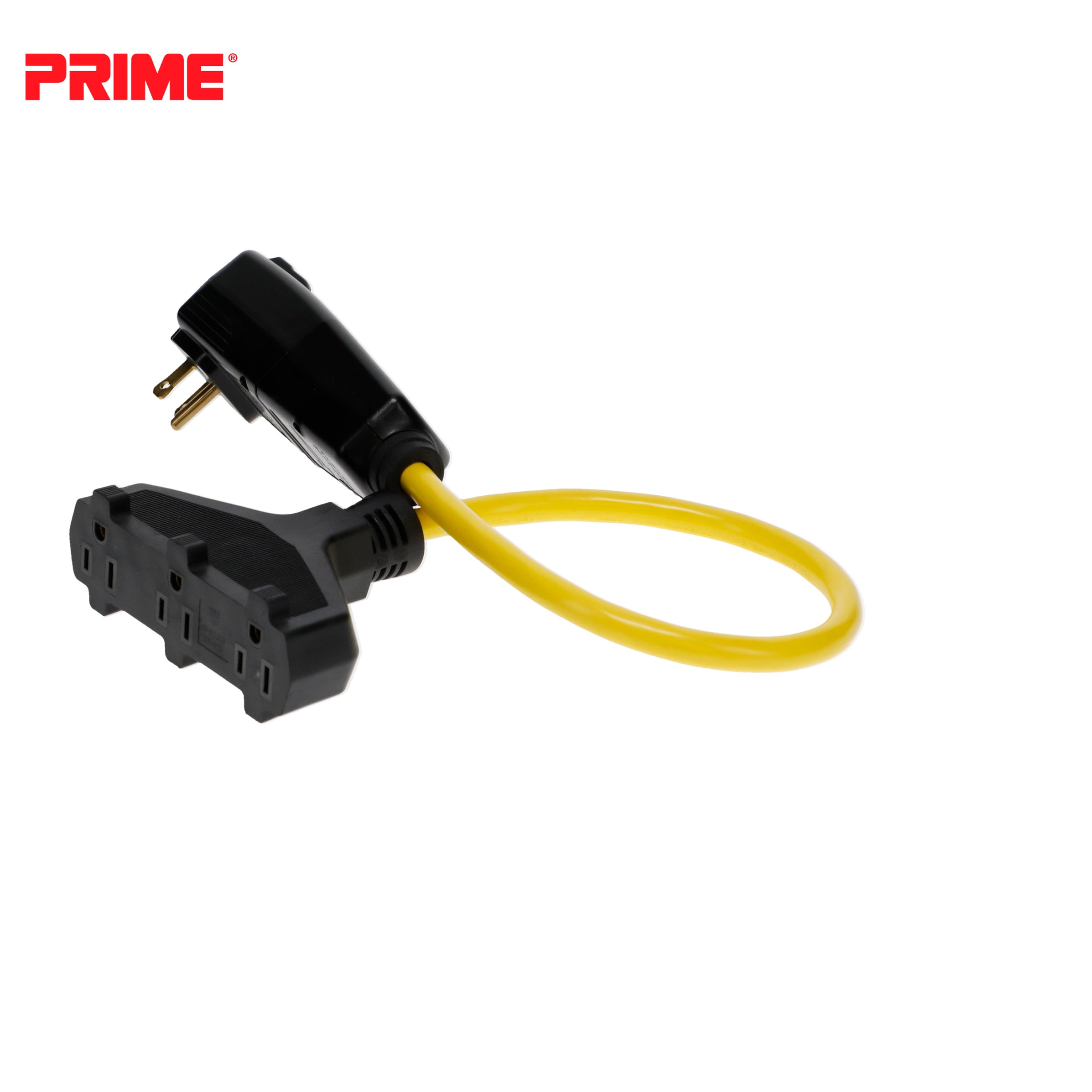2ft 12/3 SJTW Triple-Tap Adapter w/GFCI Plug — Prime Wire & Cable Inc.